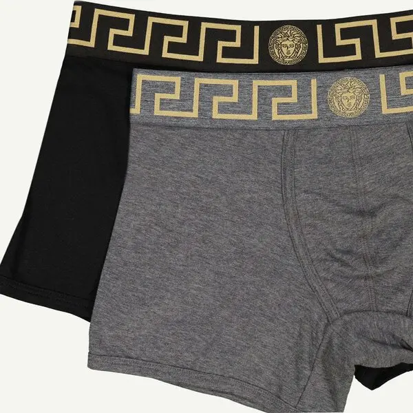 Versace Two-pack Logo-waistband Boxers - Gray/black