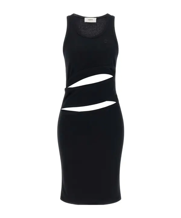Coperni Ribbed Asymmetrical Cutout Mini Dress