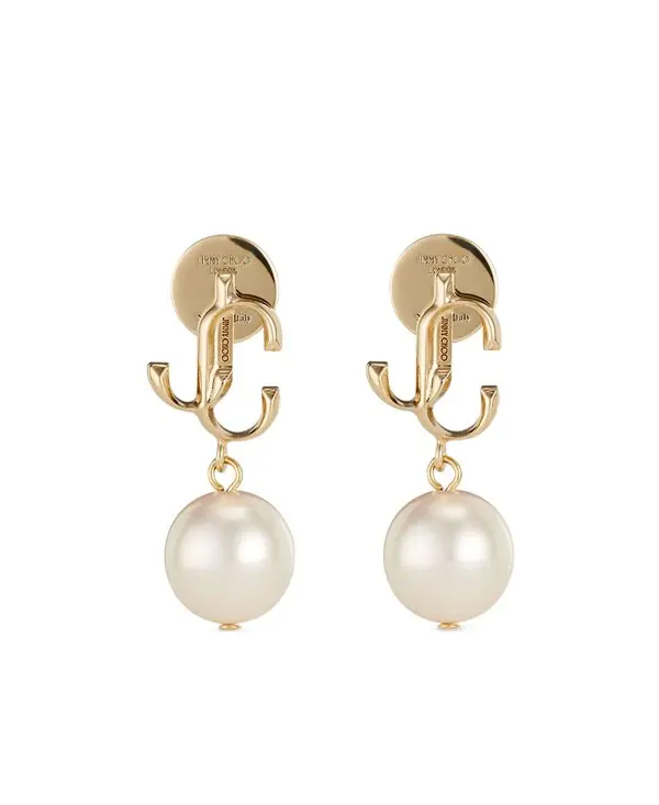 JIMMY CHOO Gold-plated Jc Pearl Drop Earrings - Yellow