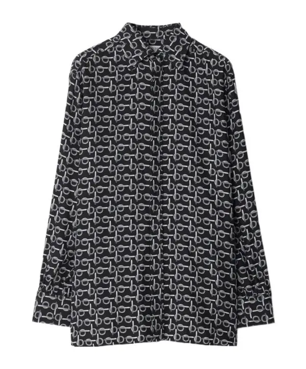 Burberry B Jacquard Long Sleeved Shirt - Black