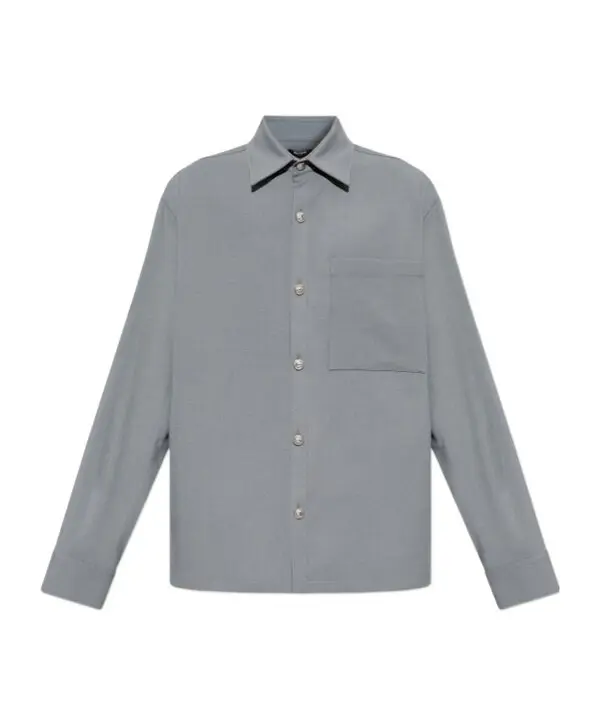 Balmain Embossed Button Straight Hem Shirt - Grey