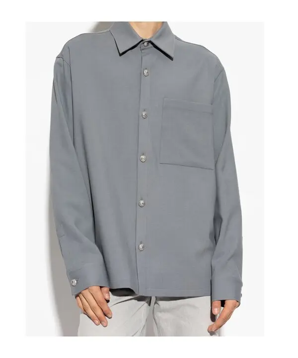 Balmain Embossed Button Straight Hem Shirt - Grey