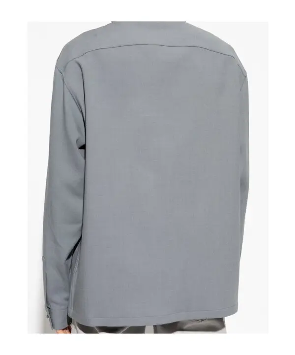 Balmain Embossed Button Straight Hem Shirt - Grey