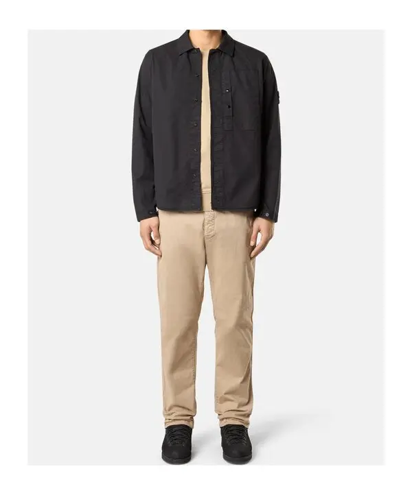 Stone Island Compass Patch Long-sleeved Overshirt - Black