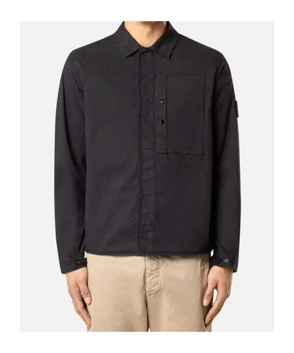 Stone Island Compass Patch Long-sleeved Overshirt - Black