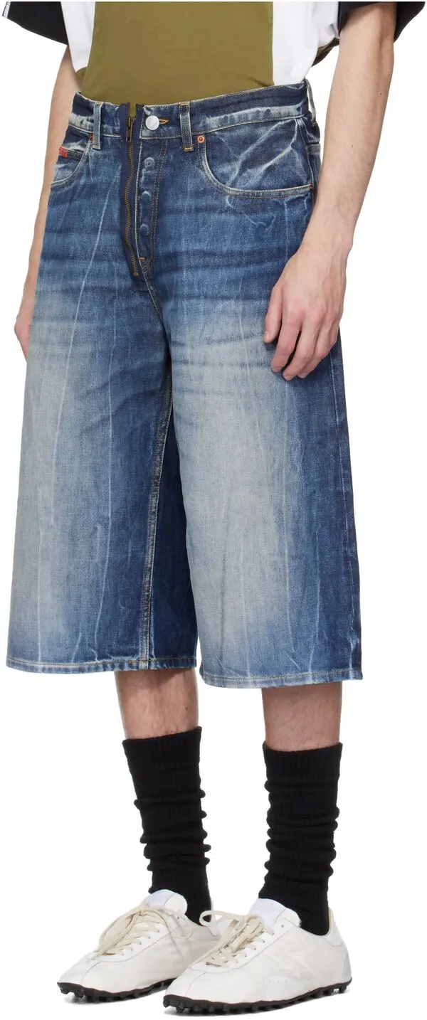 Martine Rose Logo Patch Denim Shorts - Indigo