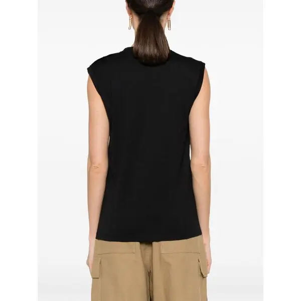 Balmain Logo Printed Sleeveless Round Neck Tank Top - Black