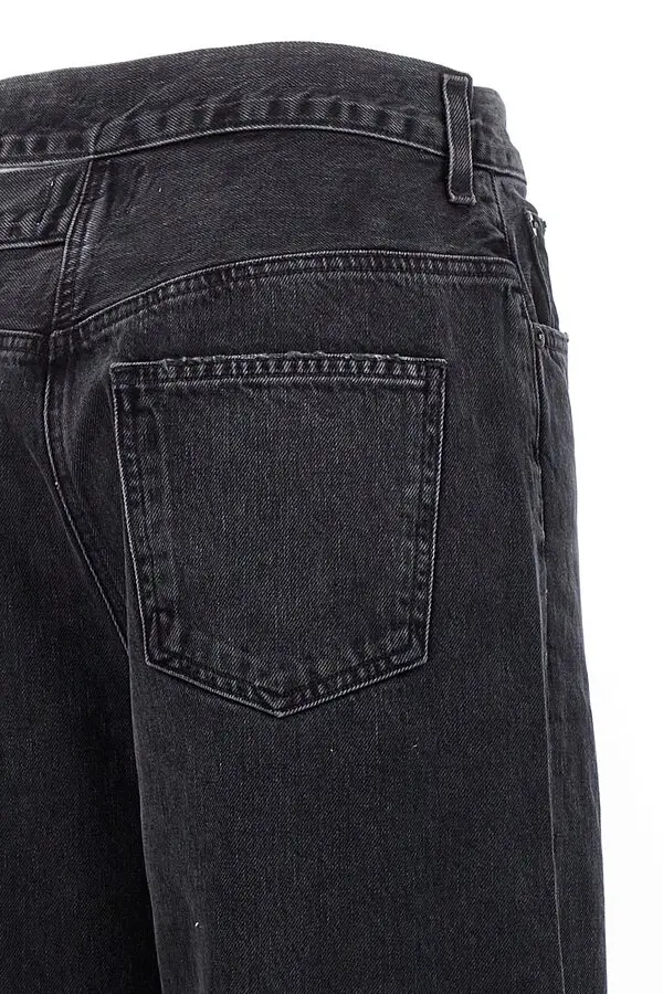 AGOLDE High Waist Denim Trousers With Asymmetrical Cutout Waistband