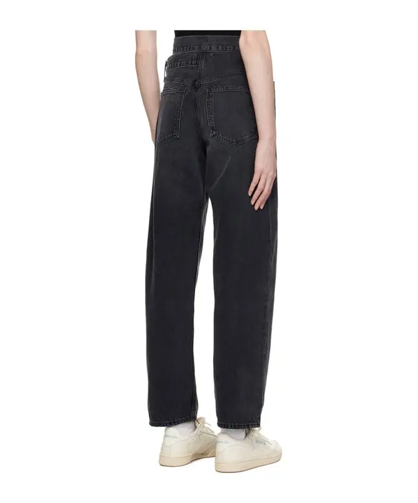 AGOLDE High Waist Denim Trousers With Asymmetrical Cutout Waistband
