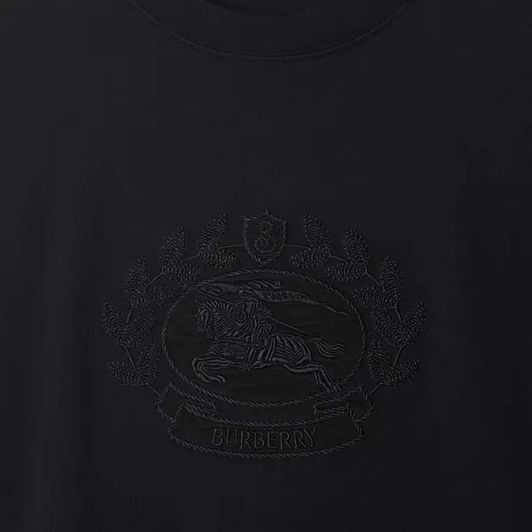 Burberry Ekd-embroidered Crewneck T-shirt - Black