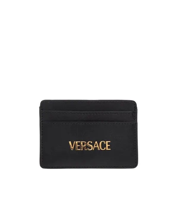 Versace Logo-lettering Card Holder - Black