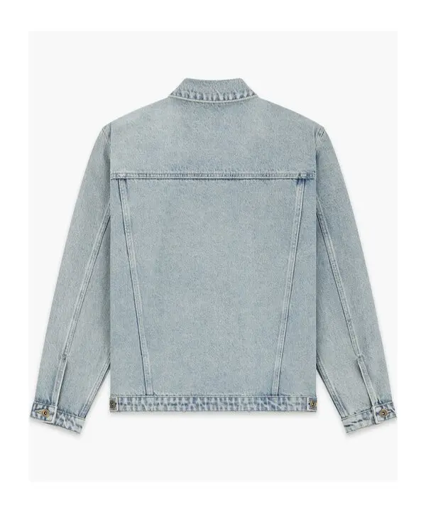 We11Done Denim Jacket With Embroidered Logo - Gray