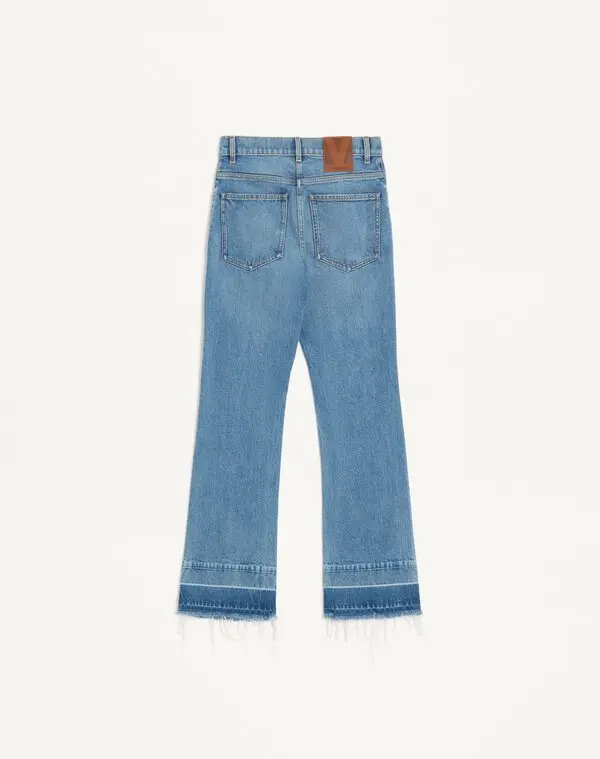 Valentino Garavani Embroidered Butterfly Denim Trousers - Medium Blue