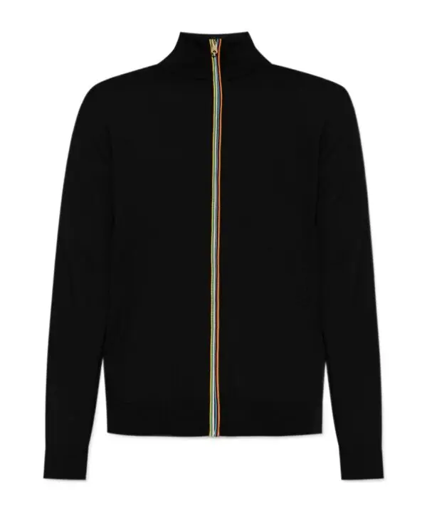 Paul Smith Signature Stripe Zip Cardigan - Black