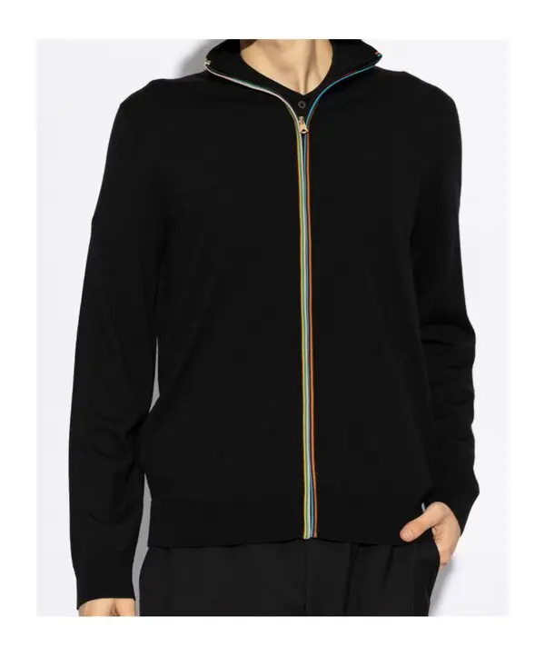 Paul Smith Signature Stripe Zip Cardigan - Black