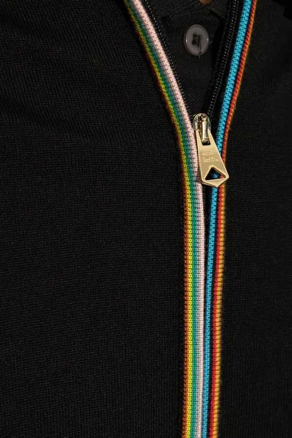 Paul Smith Signature Stripe Zip Cardigan - Black
