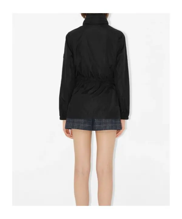 Burberry High-neck Zip-up Jacket With Drawstring Waist - Black