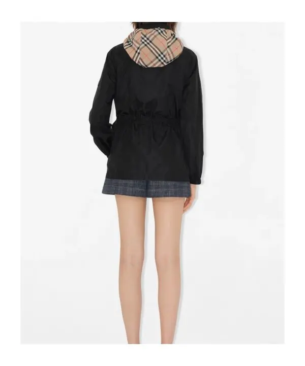 Burberry High-neck Zip-up Jacket With Drawstring Waist - Black