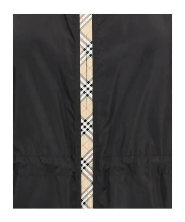 Burberry High-neck Zip-up Jacket With Drawstring Waist - Black
