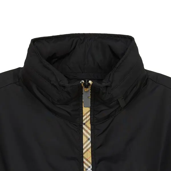 Burberry High-neck Zip-up Jacket With Drawstring Waist - Black