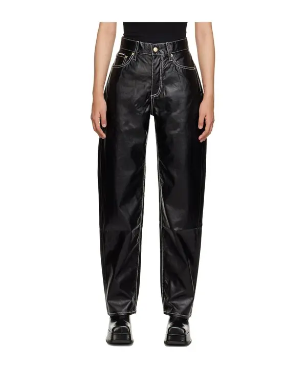 Eytys High-waist Faux-leather Trousers With Contrast Stitching - No