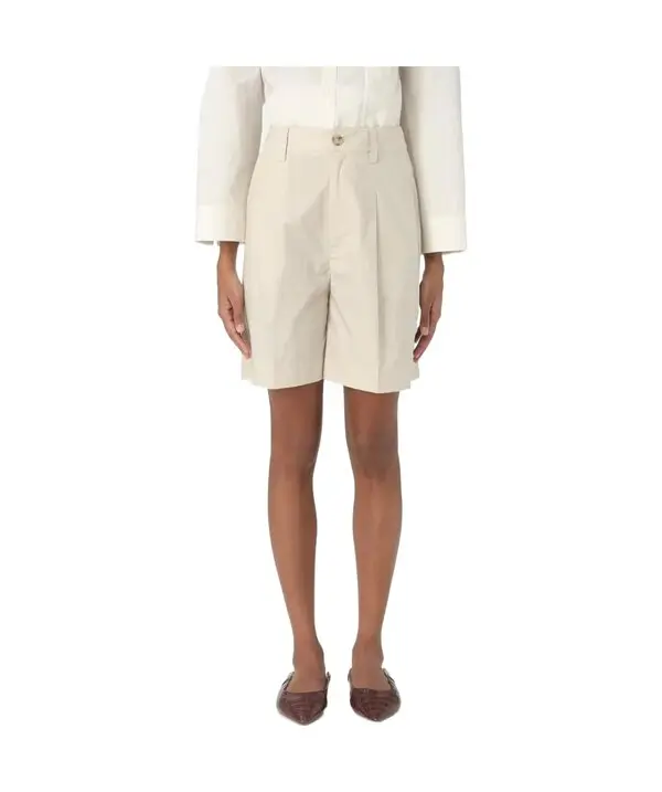 Woolrich High-waisted Tailored Shorts With Pleated Front - Light Oak