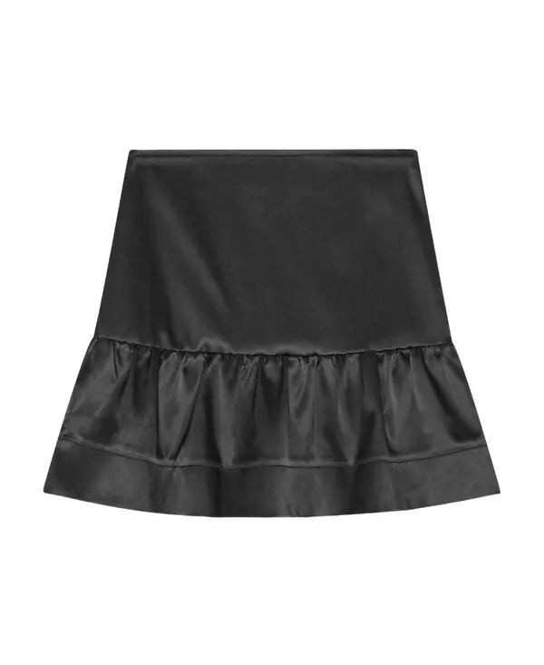 GANNI Double Satin Flounce Mini Skirt