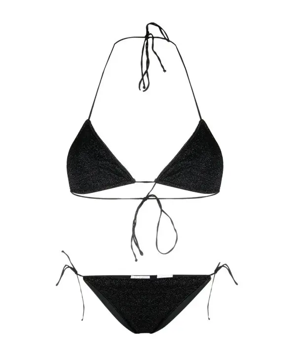 Oseree Metallic Triangle Bikini - Black