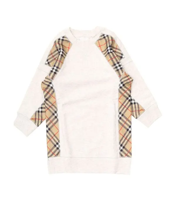 Burberry Vintage Check Panel Cotton Sweater Dress - White