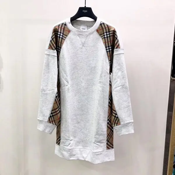 Burberry Vintage Check Panel Cotton Sweater Dress
