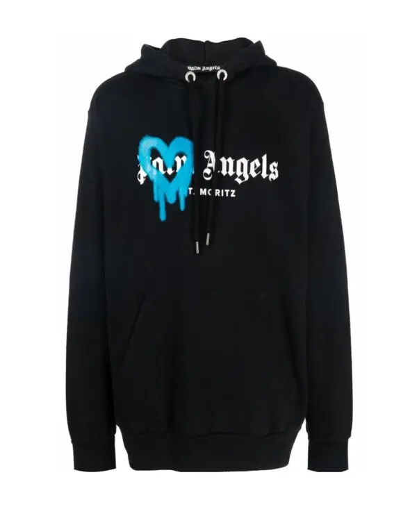 Palm Angels St Moritz Heart Spray Cotton Hoodie