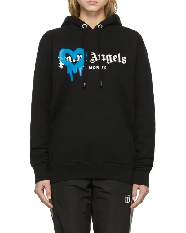 Palm Angels St Moritz Heart Spray Cotton Hoodie