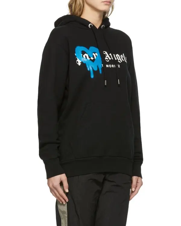 Palm Angels St Moritz Heart Spray Cotton Hoodie