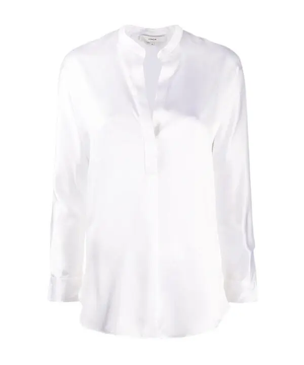 Vince Open Neck Long-sleeved Loose Fit Blouse - No