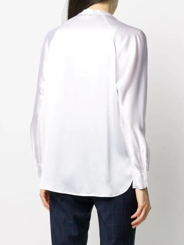Vince Open Neck Long-sleeved Loose Fit Blouse - White