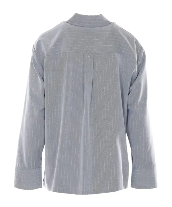 Liu Jo Striped Shirt With Lapel Collar And Pocket Detail - Gray
