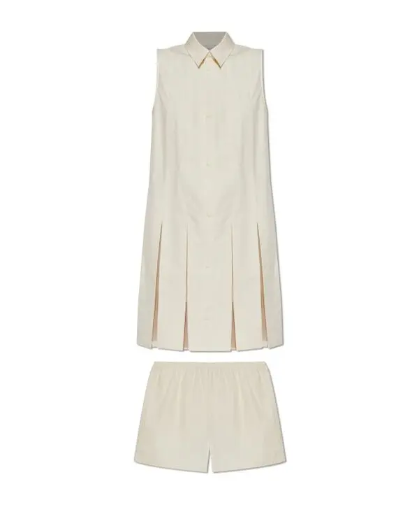 Moncler Sleeveless Mini Shirt Dress - White Ivory