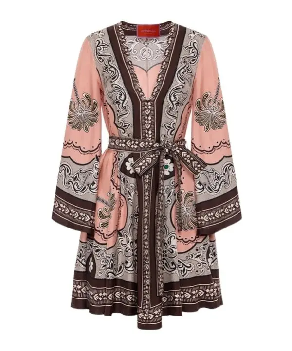 La DoubleJ Printed Long Sleeve Wrap Dress