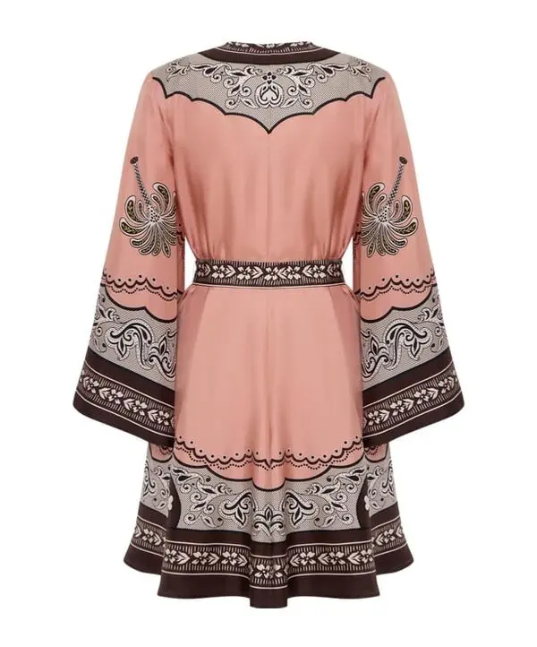 La DoubleJ Printed Long Sleeve Wrap Dress