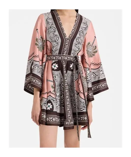 La DoubleJ Printed Long Sleeve Wrap Dress