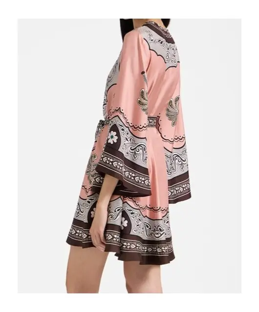 La DoubleJ Printed Long Sleeve Wrap Dress