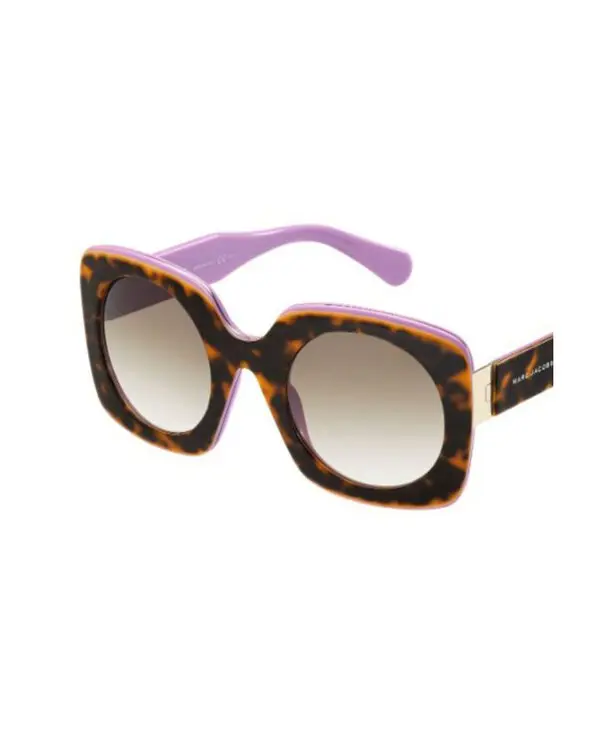 Marc Jacobs Tortoiseshell And Purple Logo Sunglasses - Multicolor