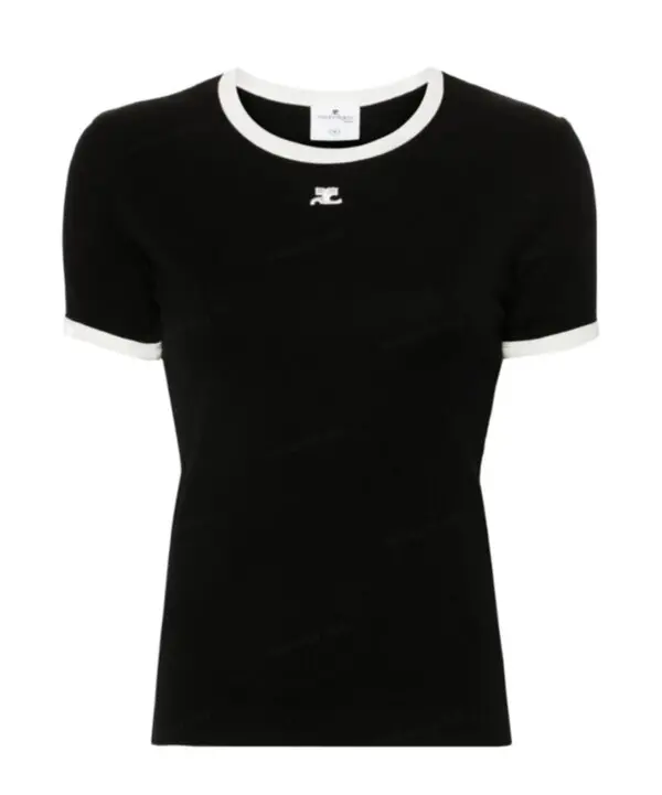 COURREGES Signature Contrast T-shirt - Black