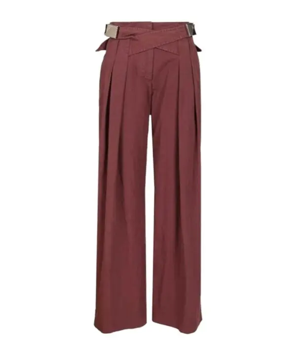 Attico Pleated Wide-leg Trousers With Buckled Belt