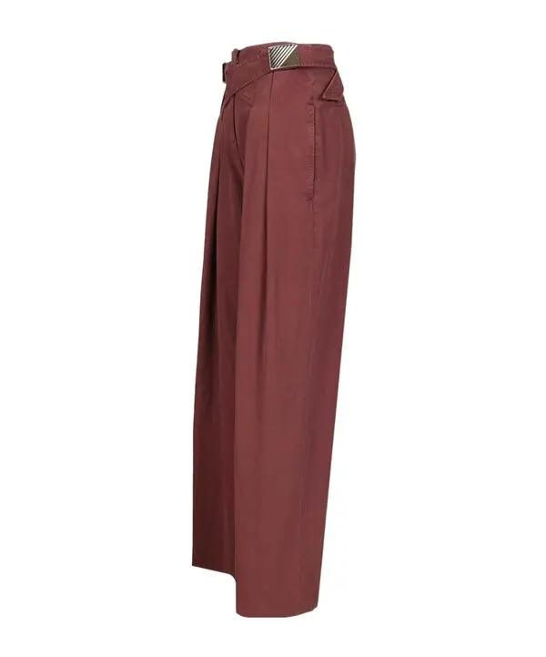 Attico Pleated Wide-leg Trousers With Buckled Belt