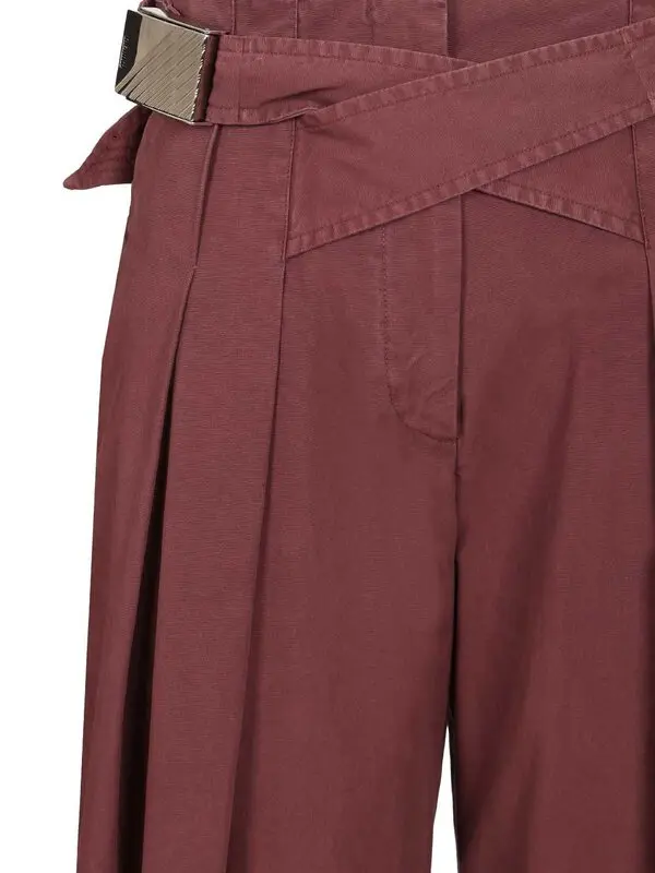 Attico Pleated Wide-leg Trousers With Buckled Belt