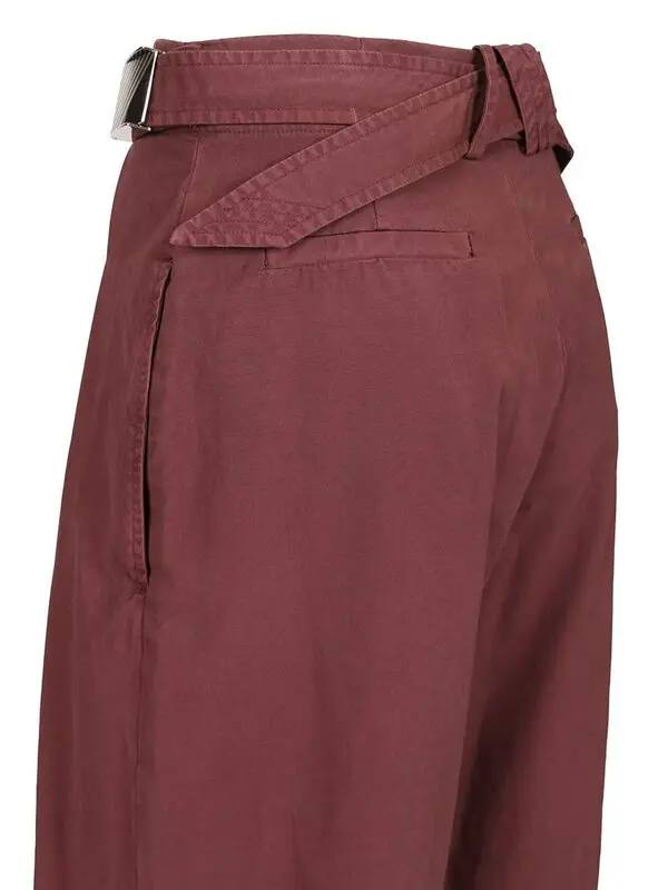 Attico Pleated Wide-leg Trousers With Buckled Belt