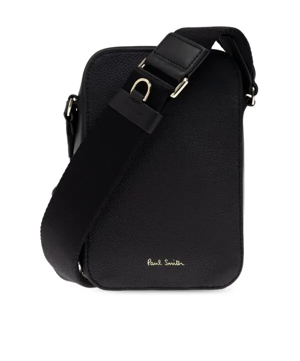 Paul Smith Leather Cross Body Bag With Signature Stripe Detail - Black