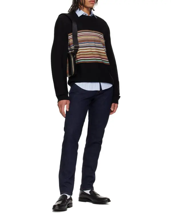 Paul Smith Leather Cross Body Bag With Signature Stripe Detail