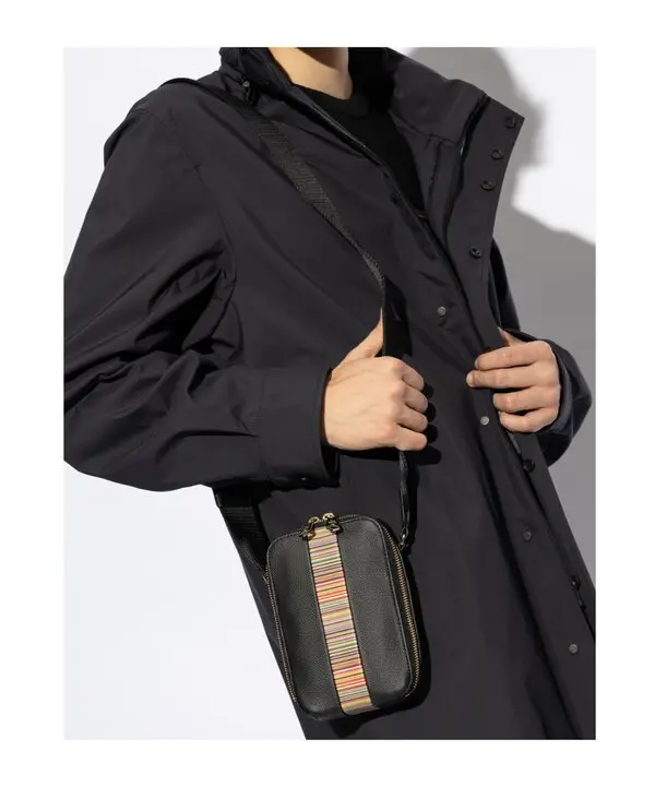 Paul Smith Leather Cross Body Bag With Signature Stripe Detail
